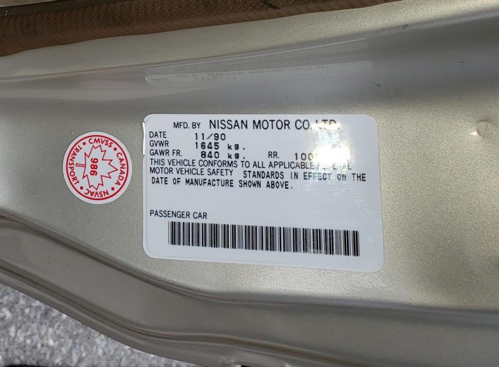Canadian Door Jam VIN Label | RestoMod 忍者
